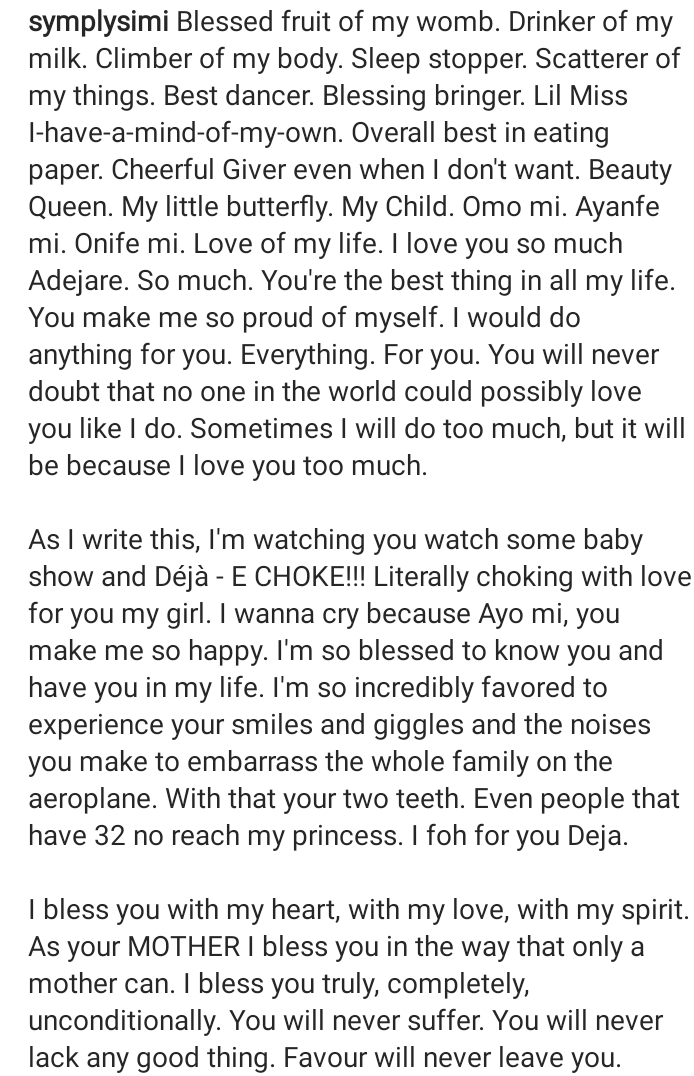 Simi Celebrates Baby At One - LIONSCRIB Simi Celebrates Baby At One